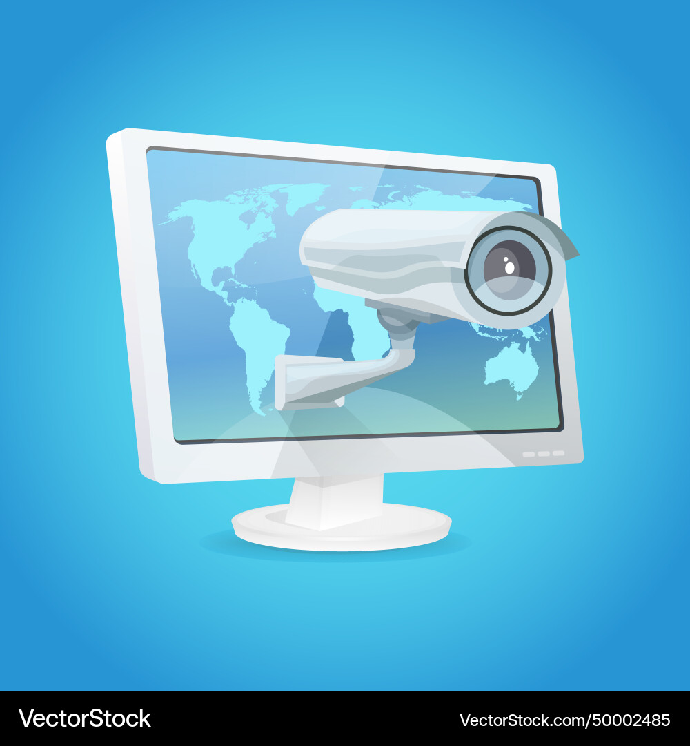 Surveillance camera and monitor Royalty Free Vector Image
