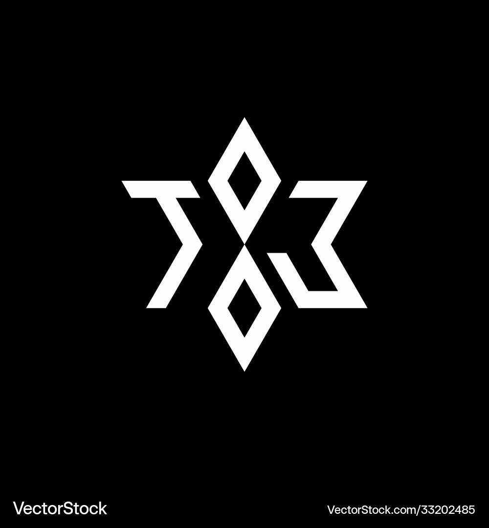 Tj monogram logo with star shape and luxury style Vector Image