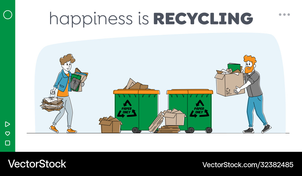 Waste sort recycle and segregation landing page Vector Image