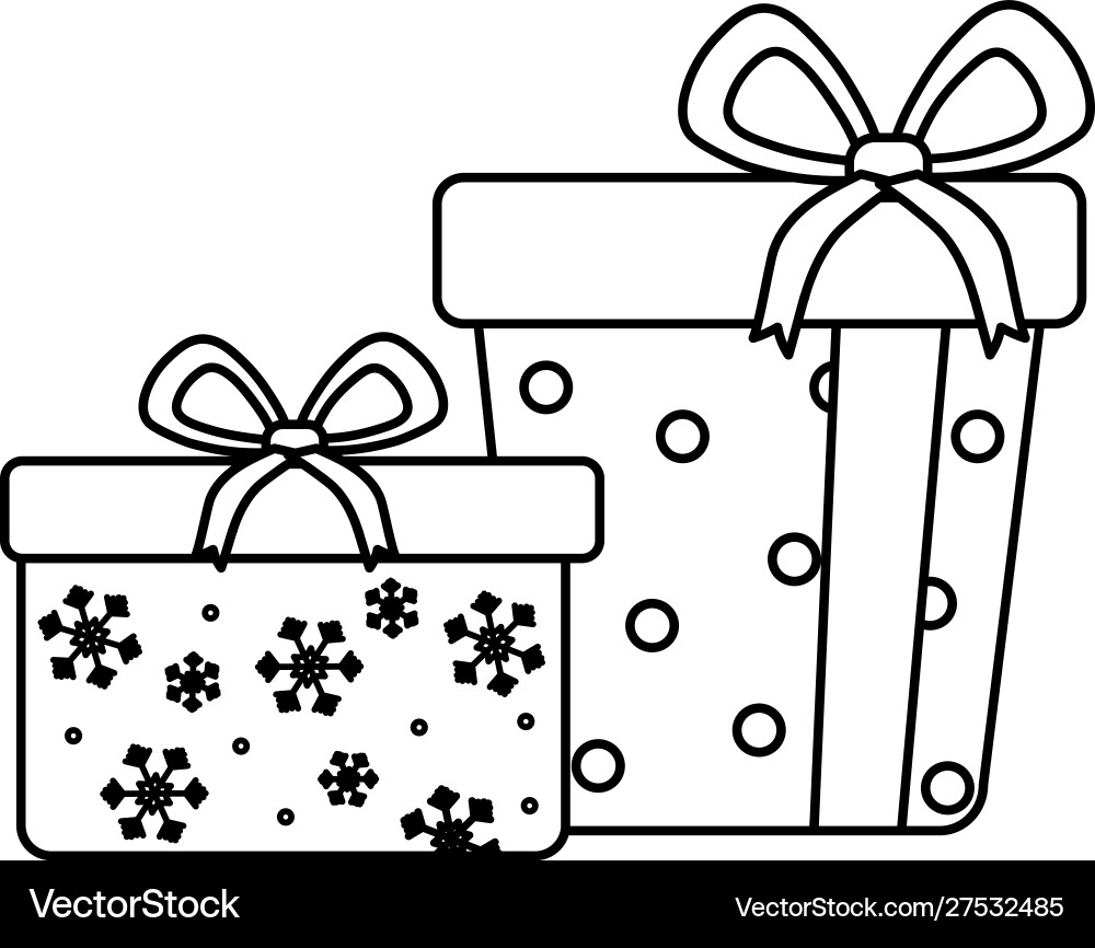 Wrapped gift boxes celebration merry christmas Vector Image