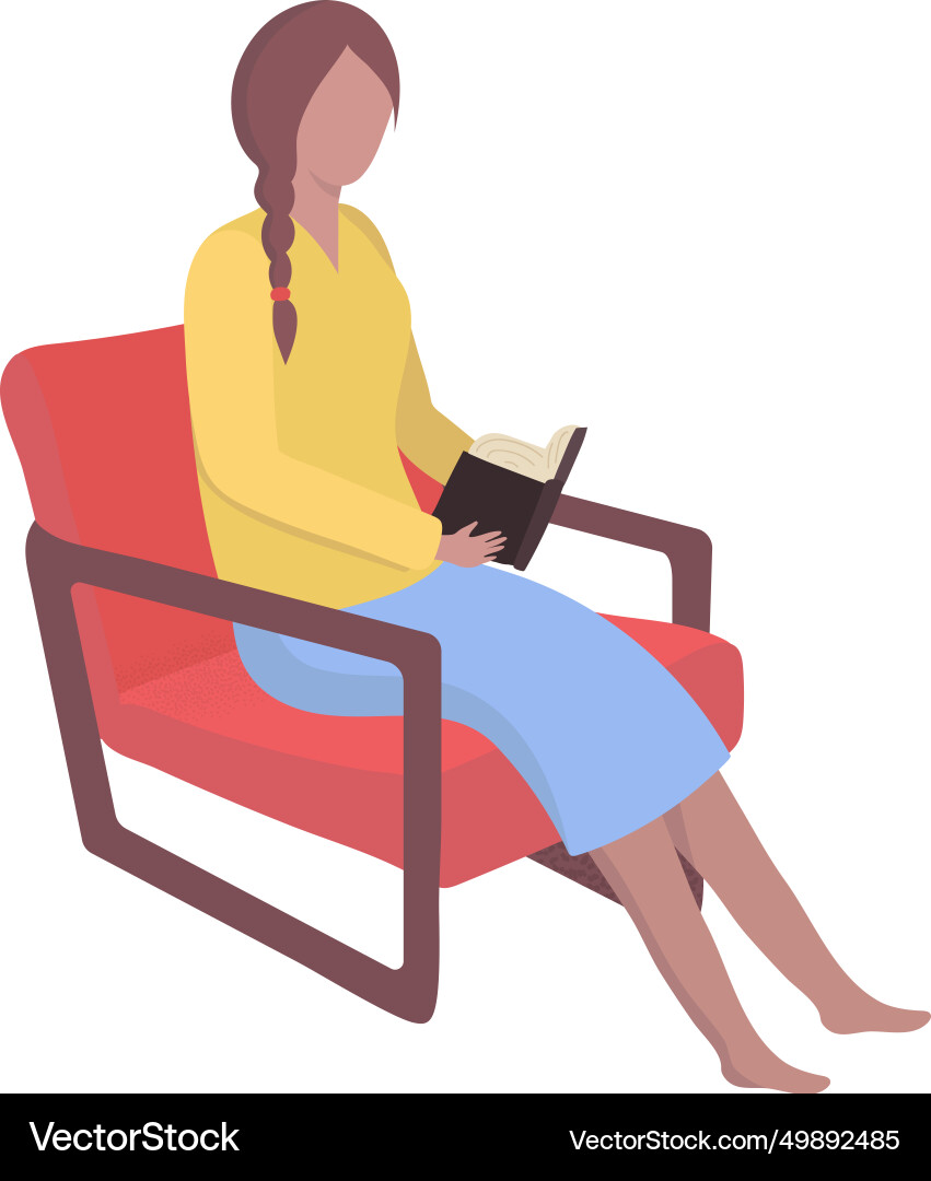 Young woman with braid reading book in modern Vector Image