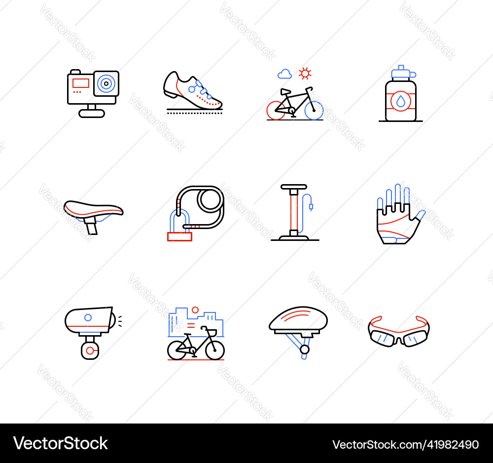 Bicycle rides and cyclists - line design style Vector Image