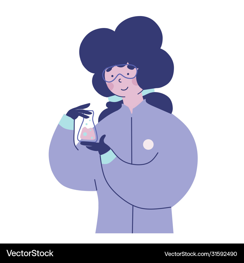 Chemical laboratory research flat character Vector Image