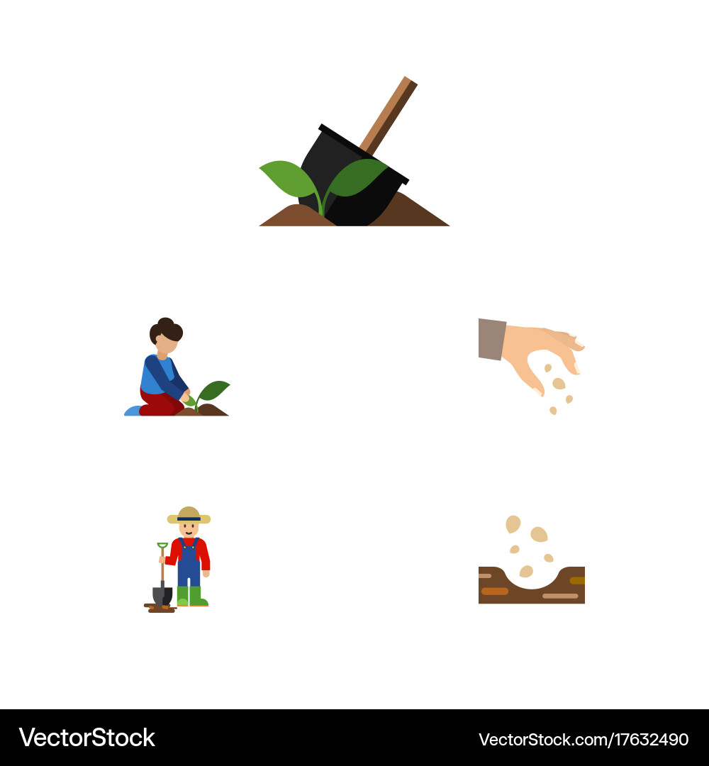 Flat icon seed set sow florist man and other Vector Image