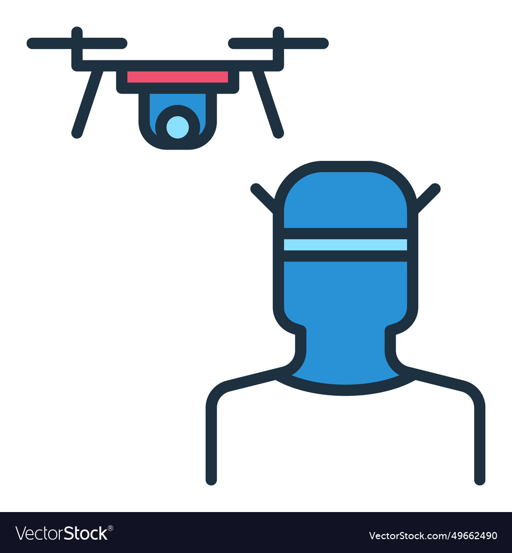 Fpv Quadcopter And Man Drone Concept Colored Icon Vector Image