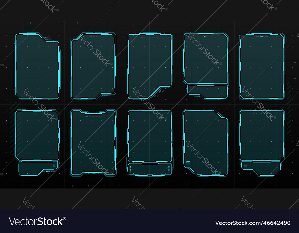 Hud display screen frames info boxes ui interface Vector Image