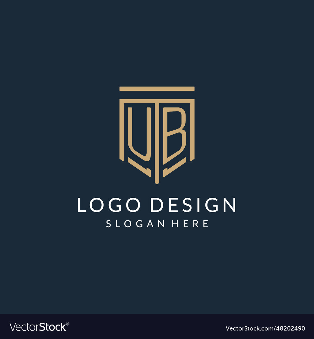Initial ub shield logo monoline style modern and Vector Image
