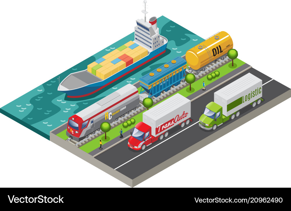 Isometric logistic transportation concept Vector Image