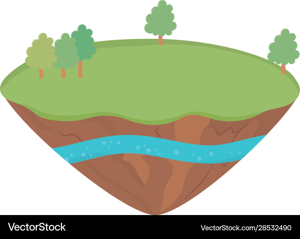 Landscape trees soil layer water underground Vector Image
