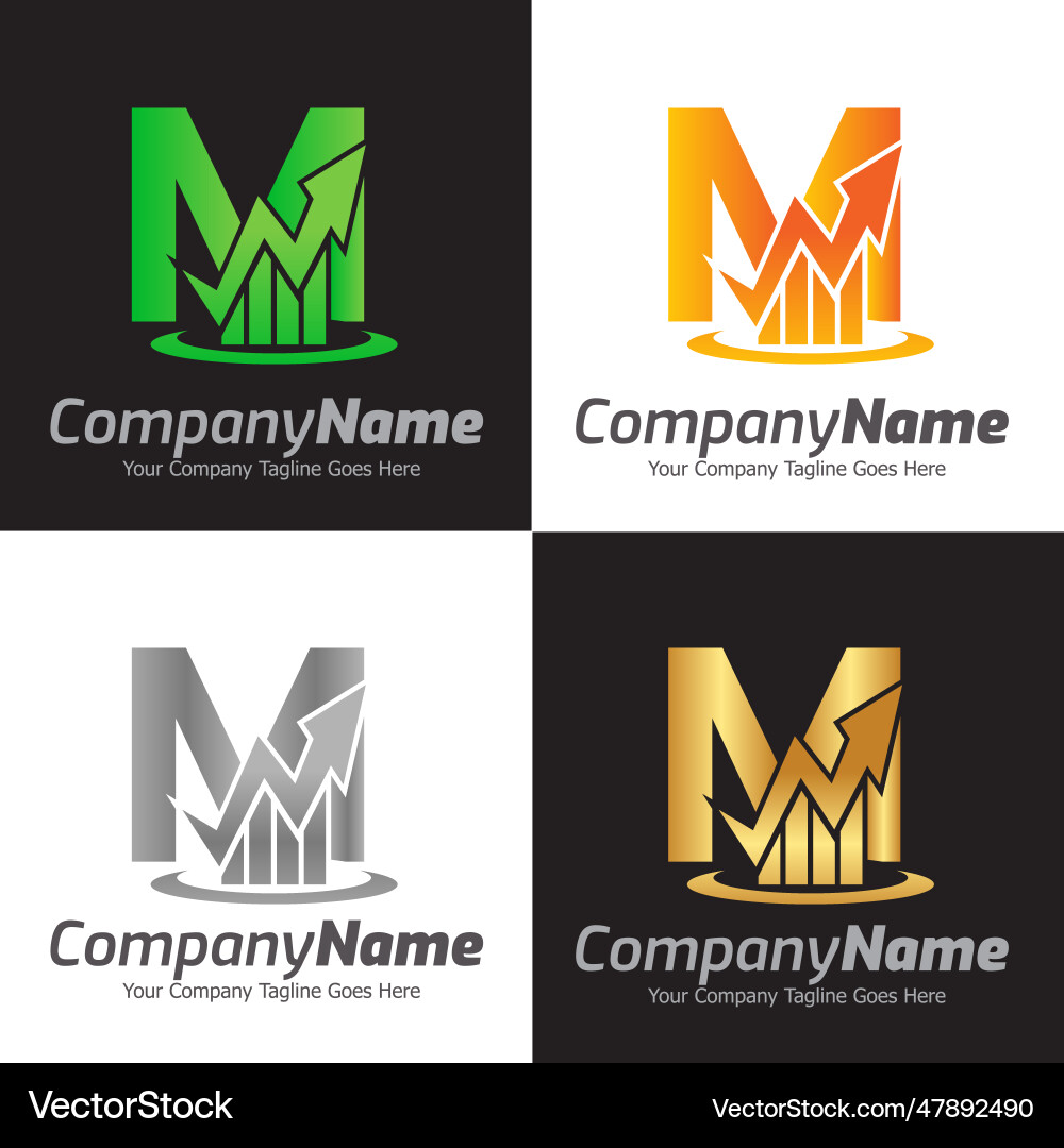 Letter m logo template colorful m Royalty Free Vector Image