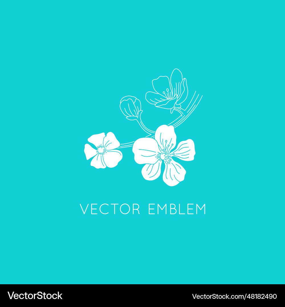 Logo design template - floral in simple minimal Vector Image