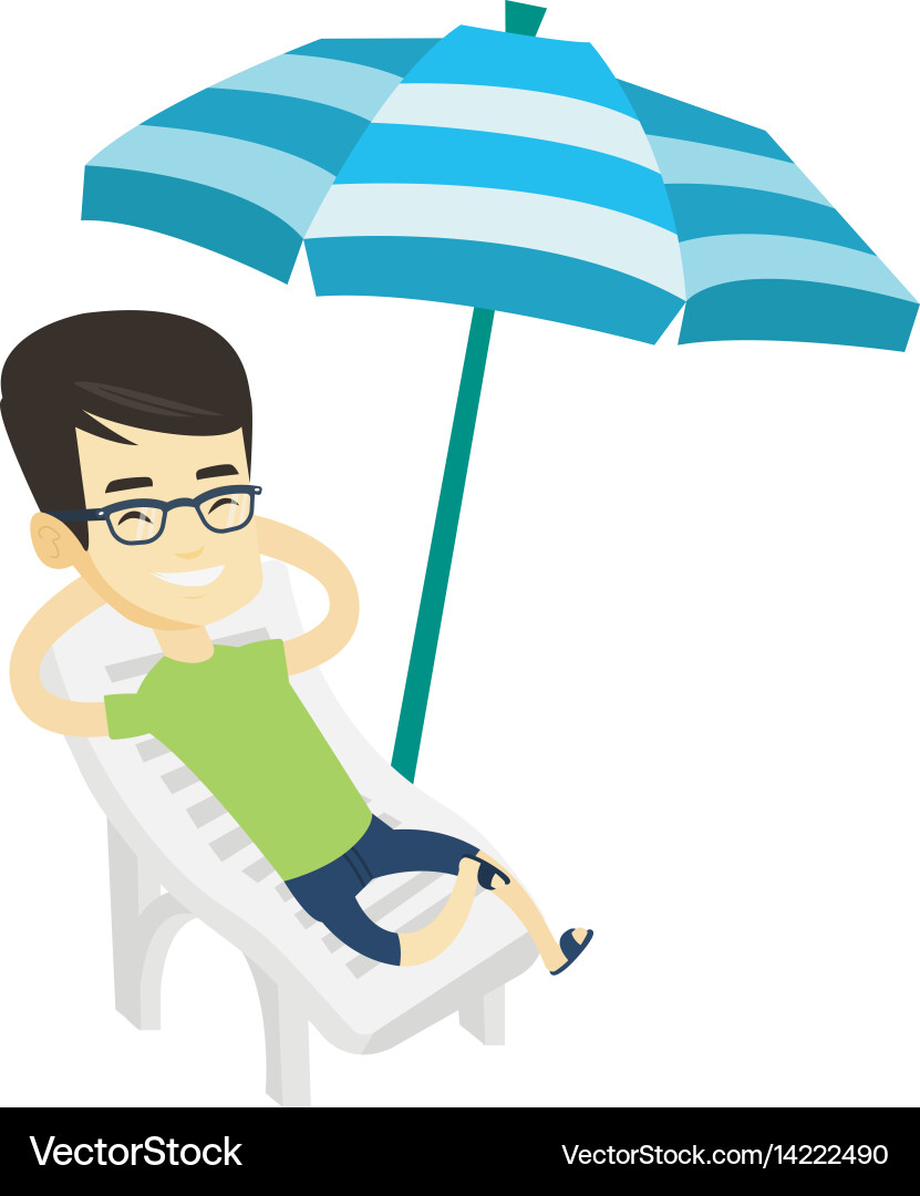 Man relaxing on beach chair Royalty Free Vector Image