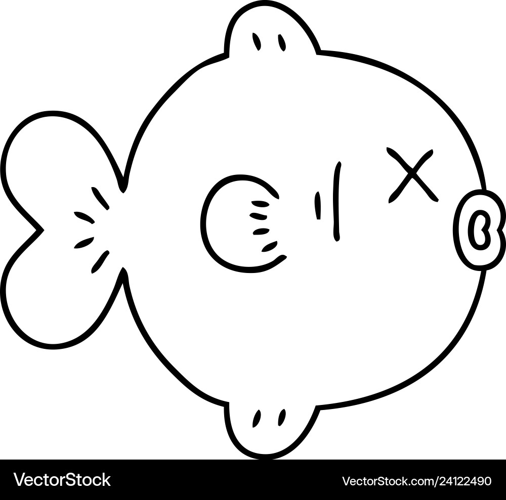 Quirky line drawing cartoon fish Royalty Free Vector Image