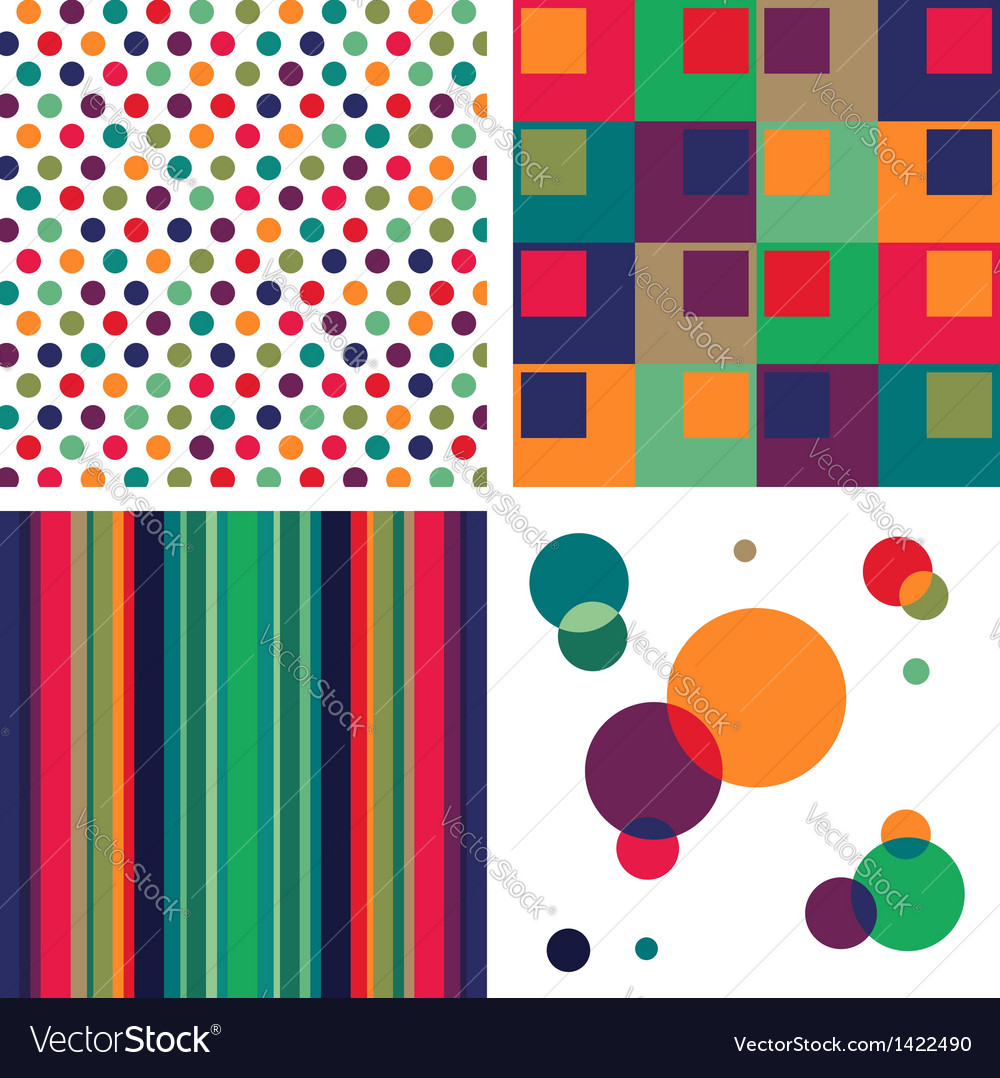 Retro colorful pattern combo Royalty Free Vector Image