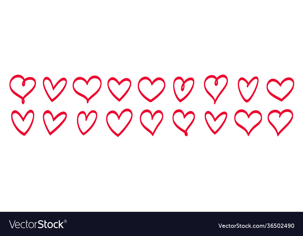 Set hand drawn hearts Royalty Free Vector Image