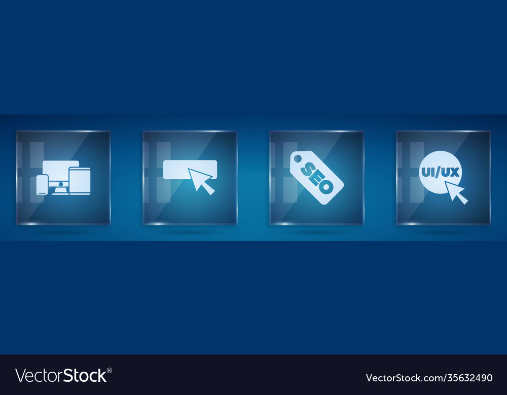 Set monitor mobile tablet ui ux design seo Vector Image