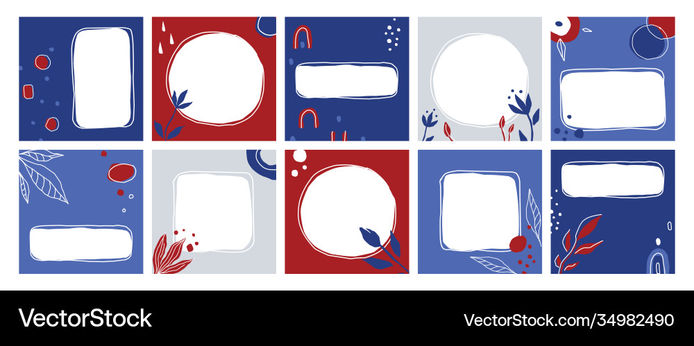 Social media posts doodle posters with place for Vector Image