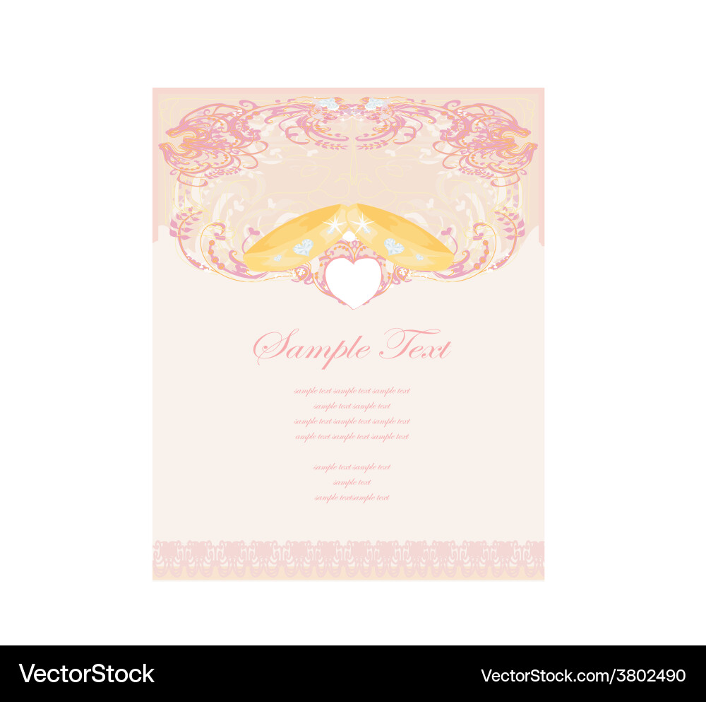 Wedding invitation card with rings Royalty Free Vector Image