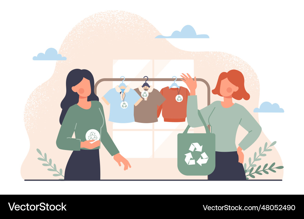 Women with recycled clothes concept Royalty Free Vector