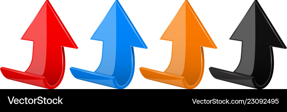 Arrows colored moving up 3d icons Royalty Free Vector Image