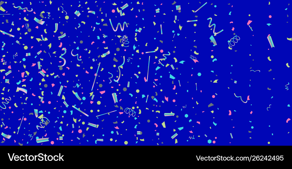 Colorful colored confetti on a blue background Vector Image