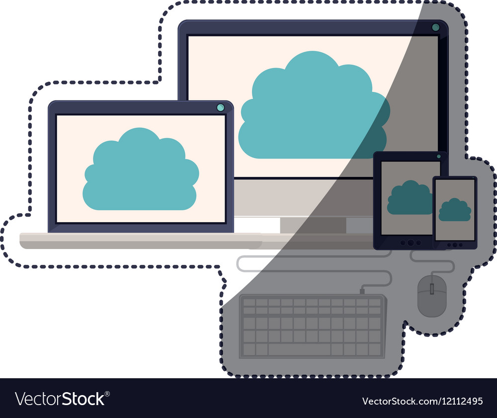 Devices and cloud computing design Royalty Free Vector Image