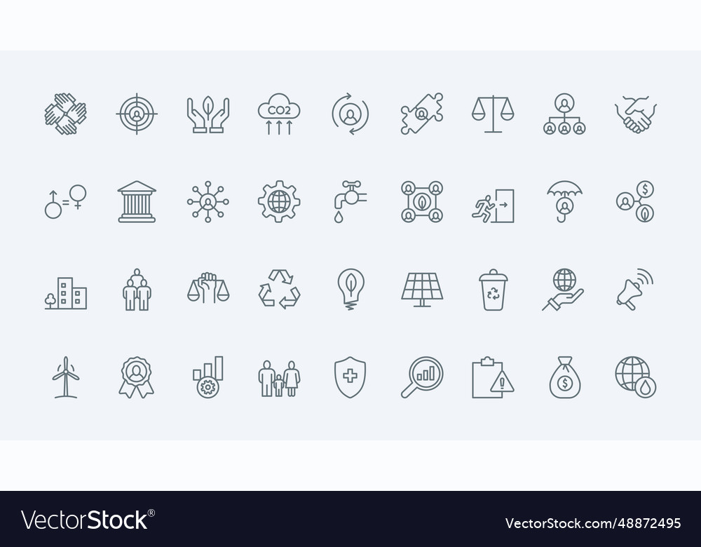 Esg thin line icons set environmental social Vector Image