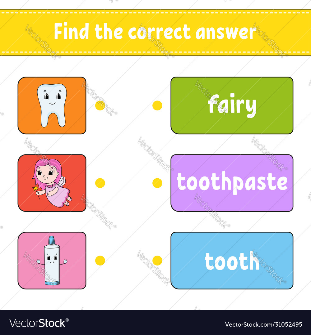 Find correct answer draw a line learning Vector Image