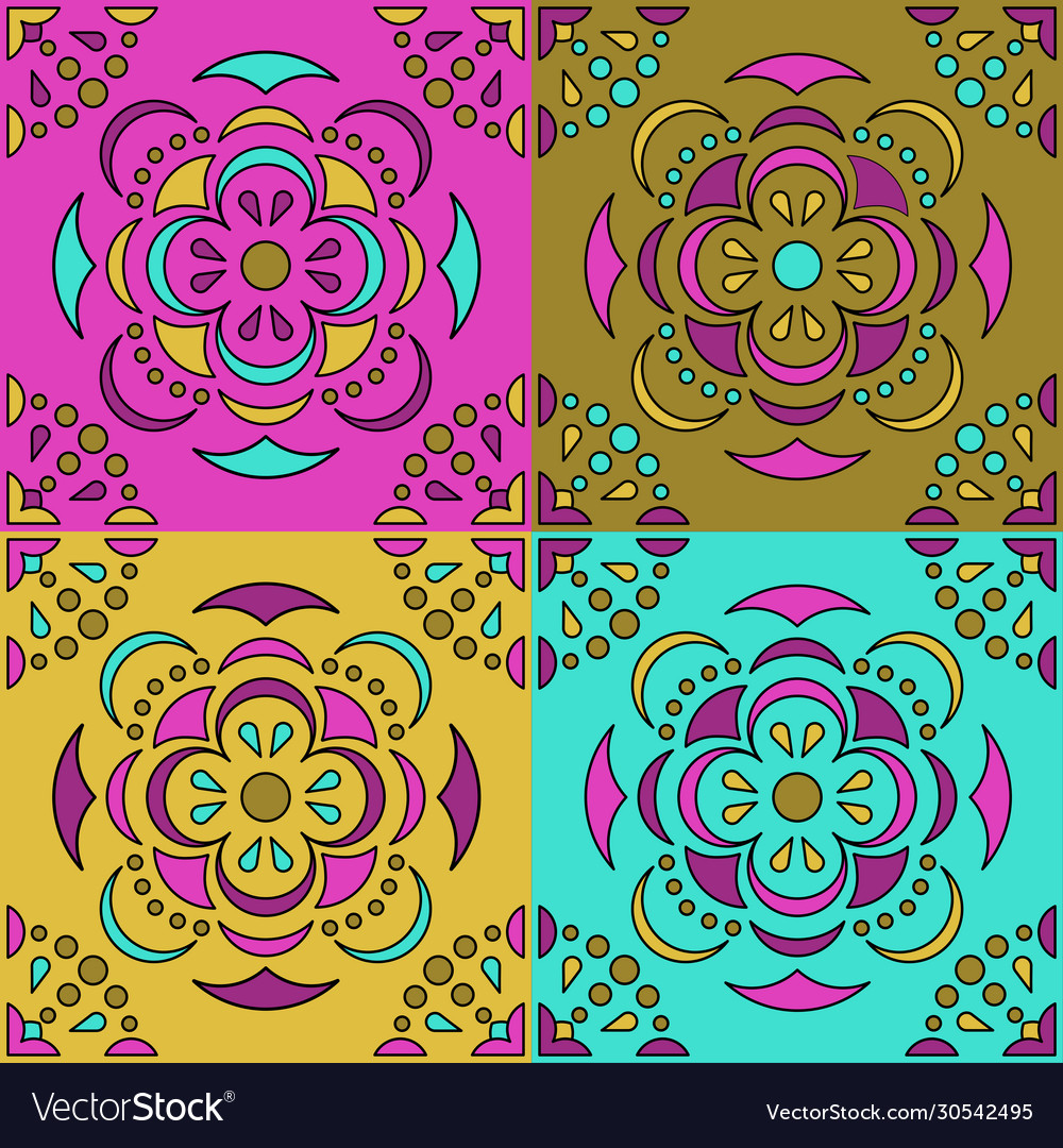 Flower mandala tile repeat pattern Royalty Free Vector Image