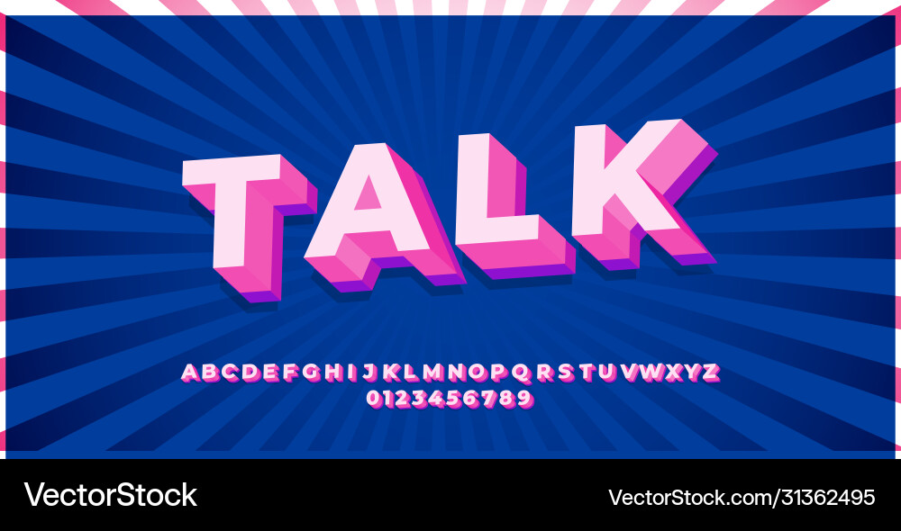 Font style modern pink 3d bold design templates Vector Image