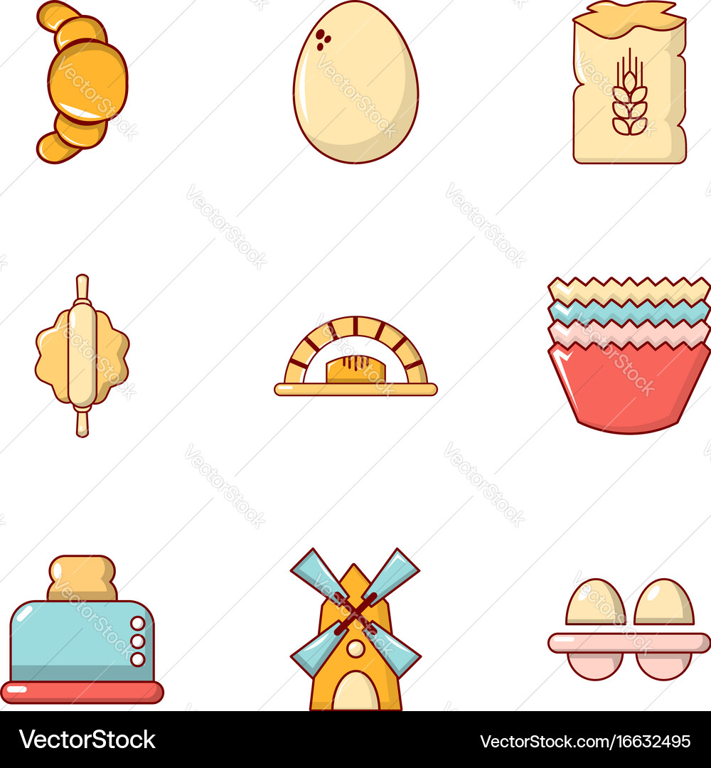 Food production set icon icons flat style Vector Image