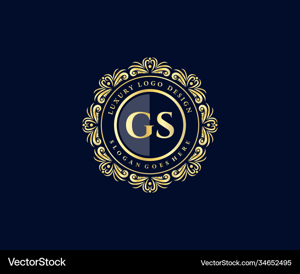Gs initial letter gold calligraphic feminine Vector Image