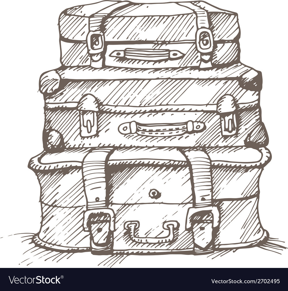 Hand drawn stack suitcases Royalty Free Vector Image