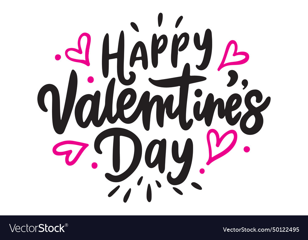 Happy valentines day text Royalty Free Vector Image