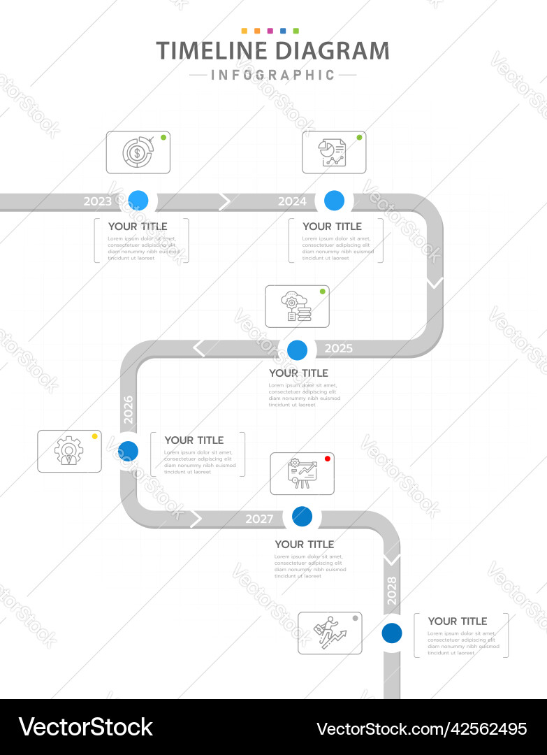 Infographic 6 steps timeline diagram road journey Vector Image