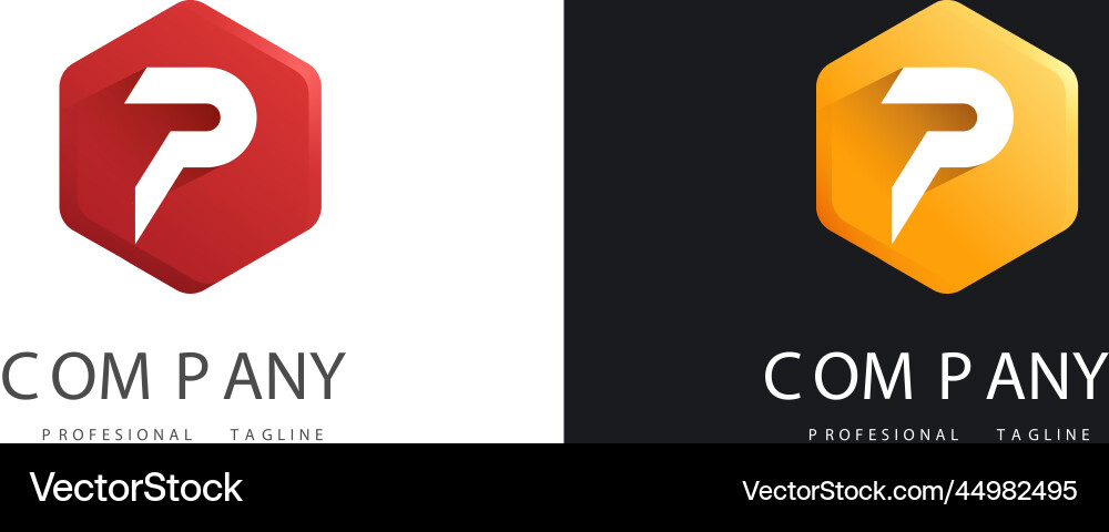 Letter p logo design template with geometric Vector Image