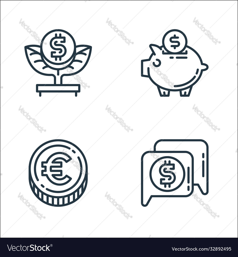 Money and currency line icons linear set quality Vector Image