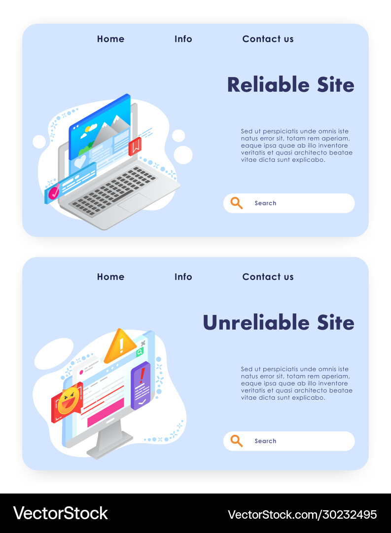 Reliable site website landing page template Vector Image