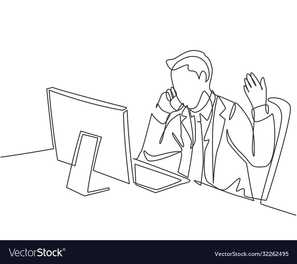 Sales decrease problem concept one continuous Vector Image