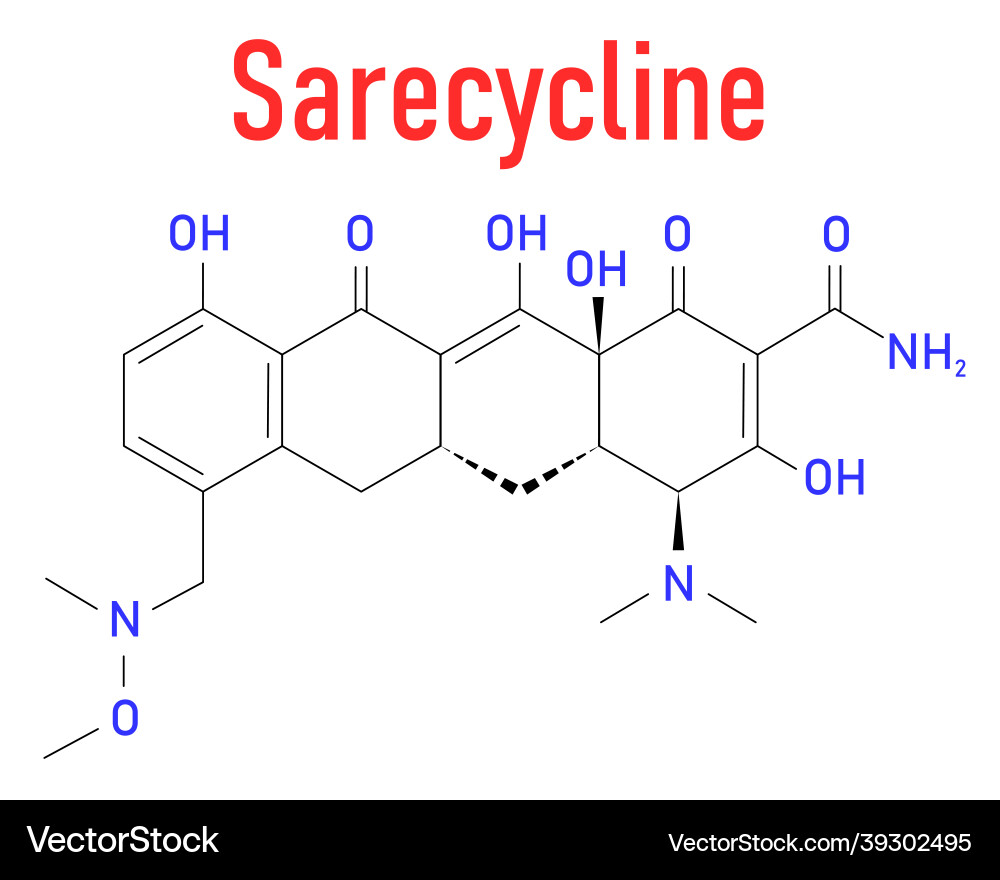 Sarecycline molecule skeletal formula Royalty Free Vector