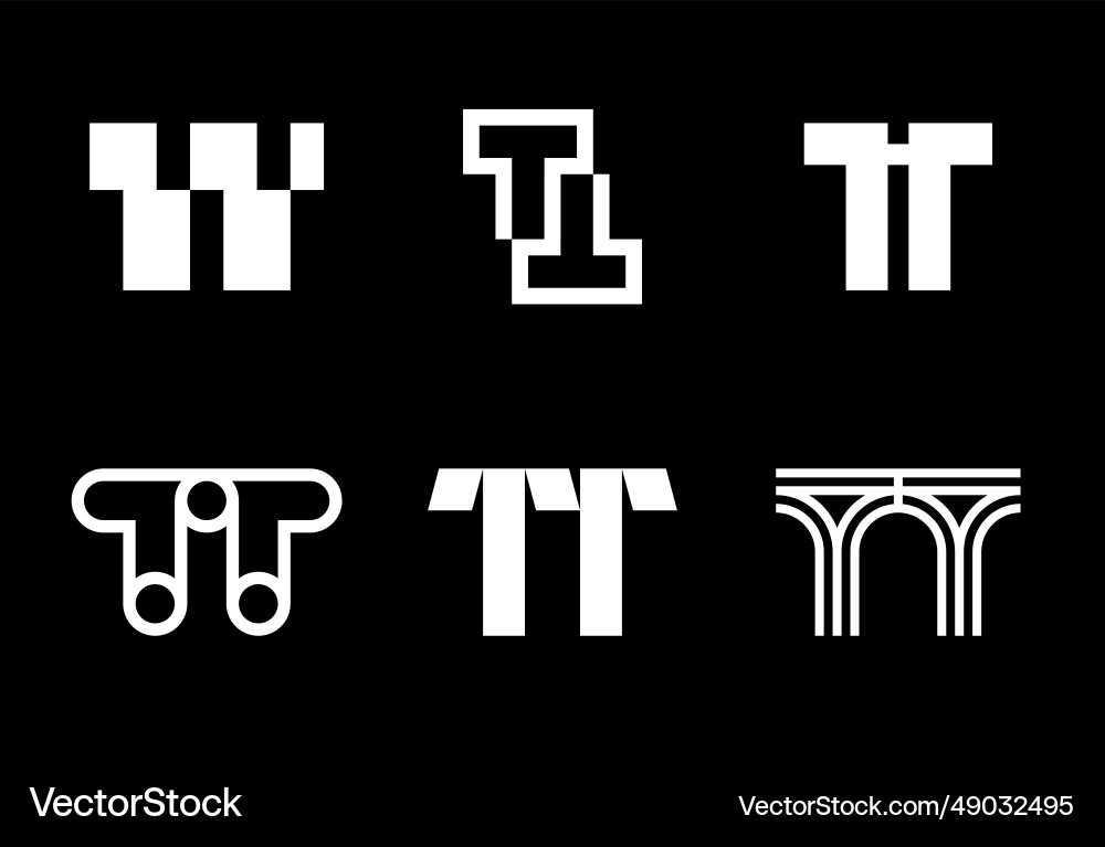 Set of letter tt logos Royalty Free Vector Image