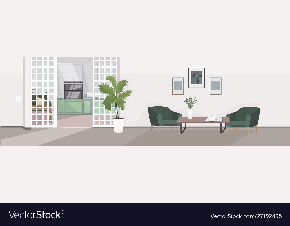 Stylish home modern living room interior empty Vector Image