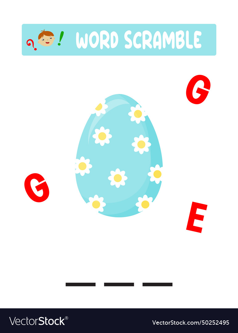 Word scramble kids educational games easter game Vector Image