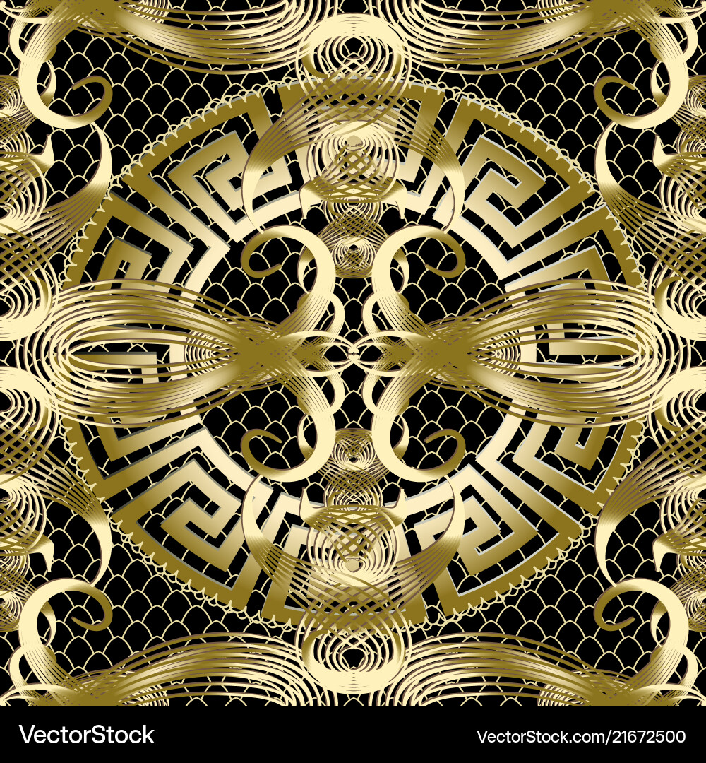 Ancient gold greek 3d seamless pattern vintage Vector Image
