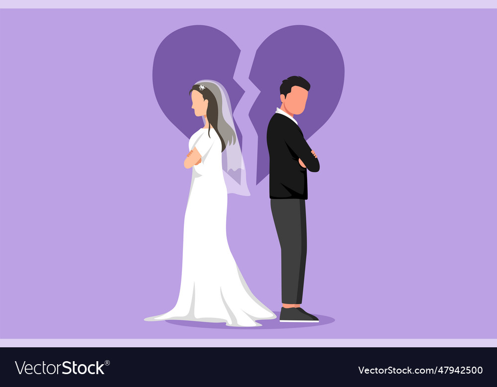 Cartoon Flat Style Drawing Divorced Married Vector Image