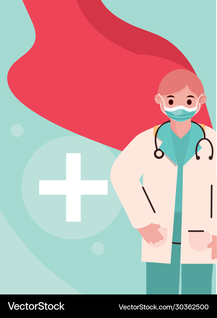 Doctor hero physician with stethoscope protective Vector Image