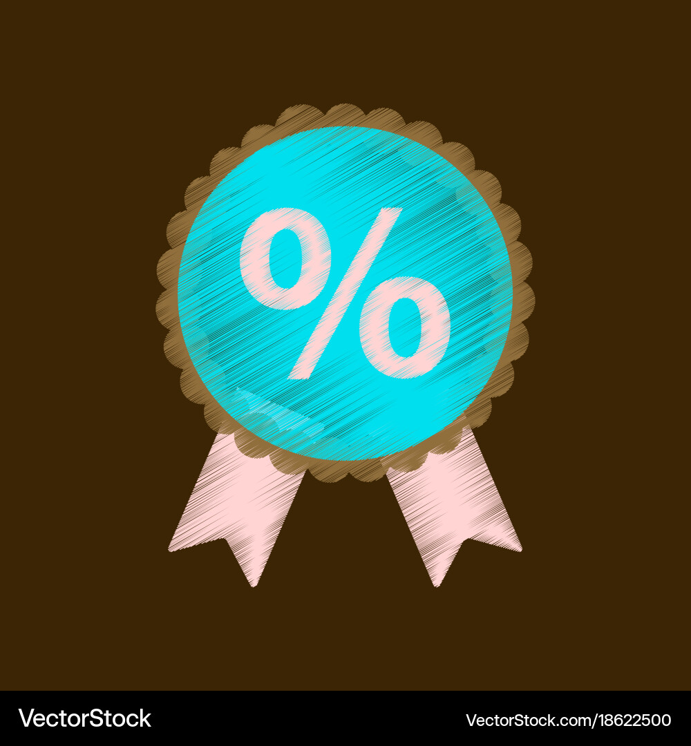 Flat shading style icon discount ribbon Royalty Free Vector
