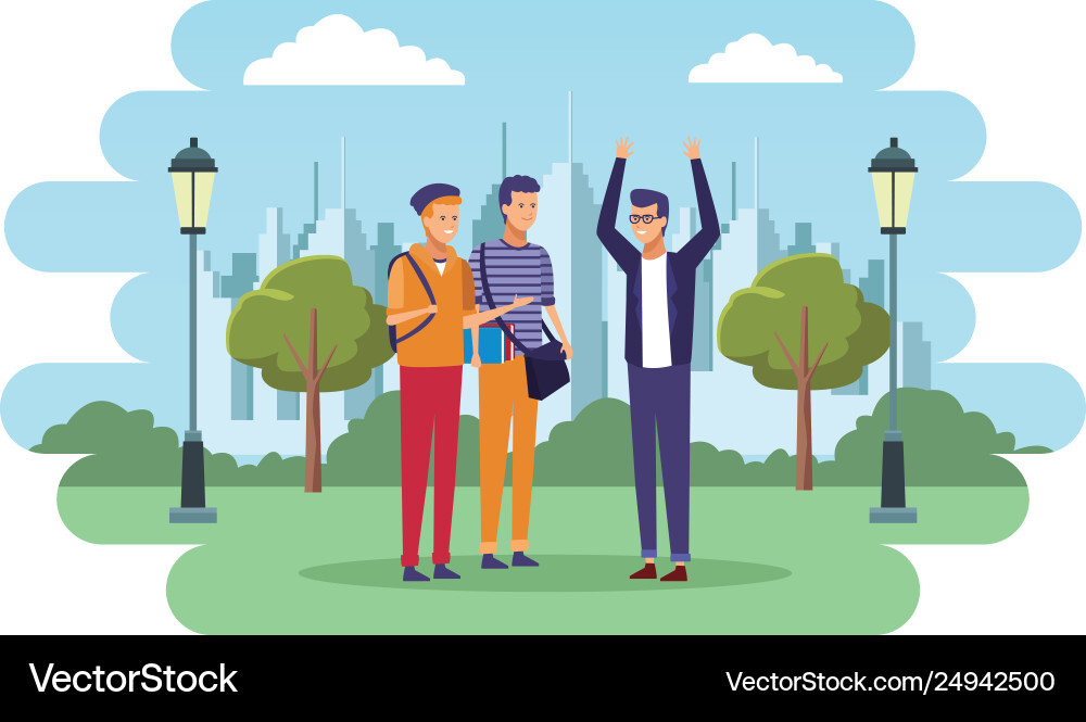 Friends having fun cartoon Royalty Free Vector Image