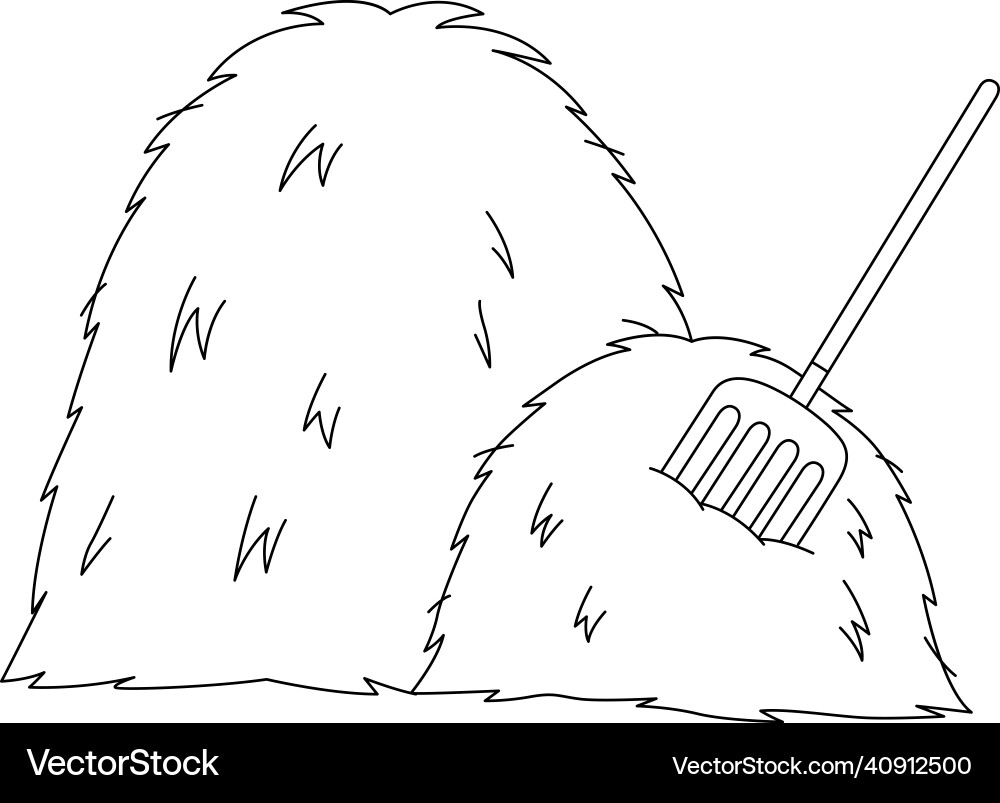 Haystack coloring page isolated for kids Vector Image