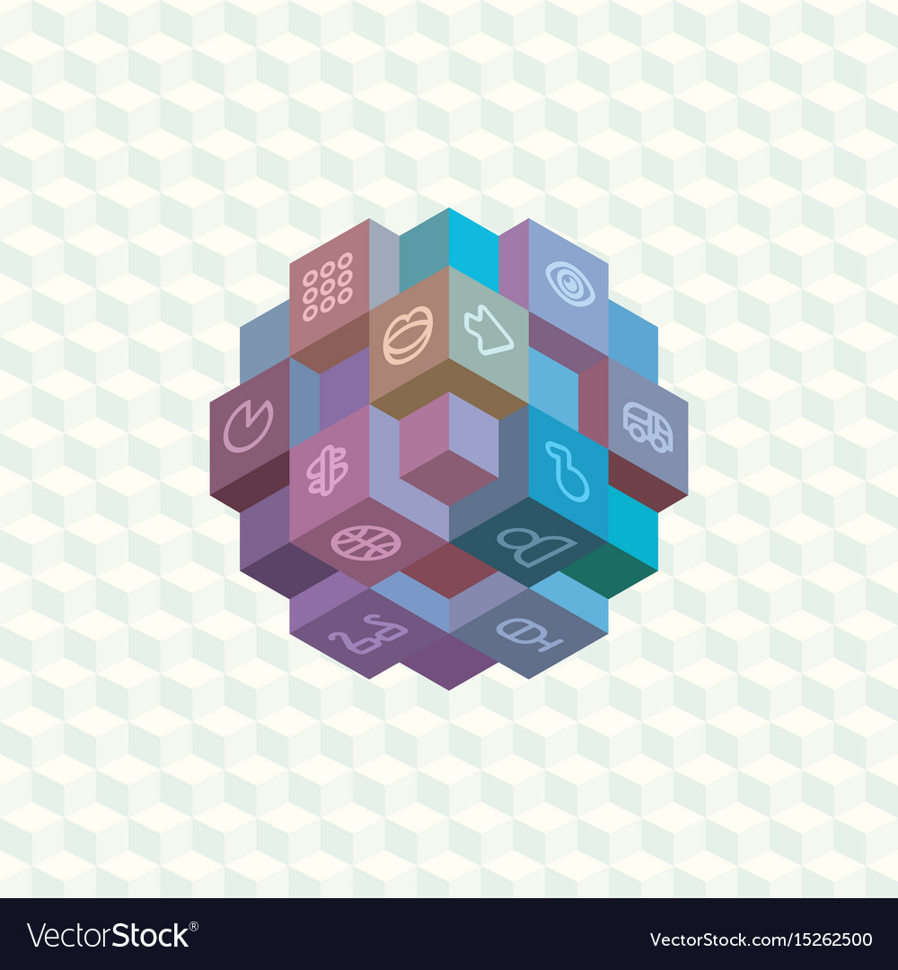 Isometric Projection Infographic Array Of Cubes Vector Image